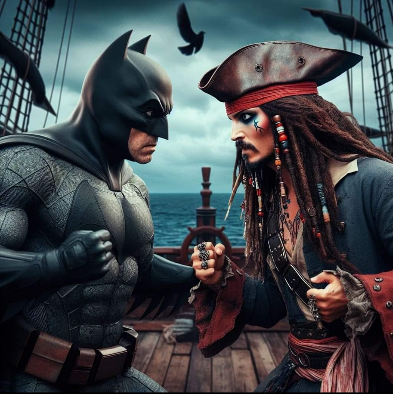 Jack Sparrow VS Batman - Ready To Hang Canvas Hi-Res Wall Artwork – The ...