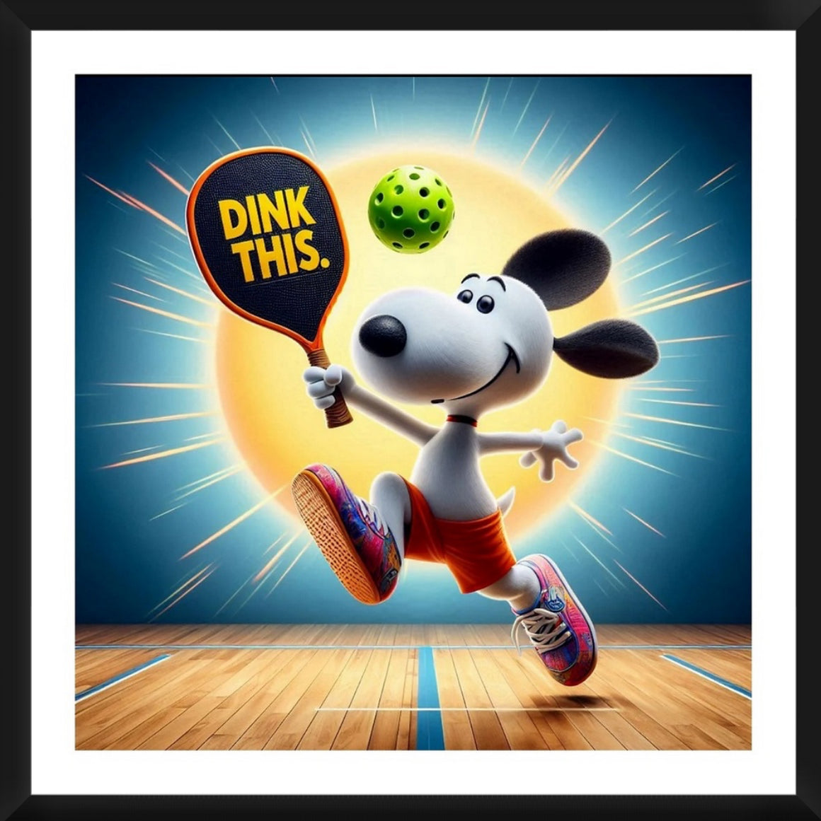 Snoopy Pickleball Framed Artwork 16x16 – The Mad Pickler